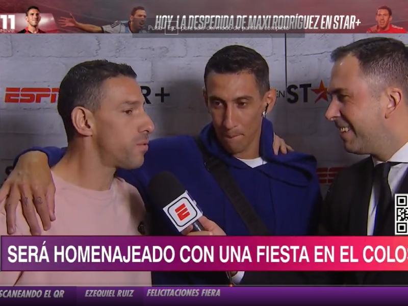 Di María se presentó en el Coloso para jugar en la despedida de Maxi: “Es un amigo y quería ...