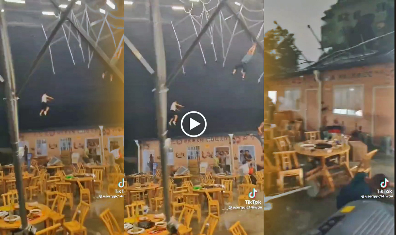 Video muestra cómo se vuela el techo de un restorán con varias personas ...