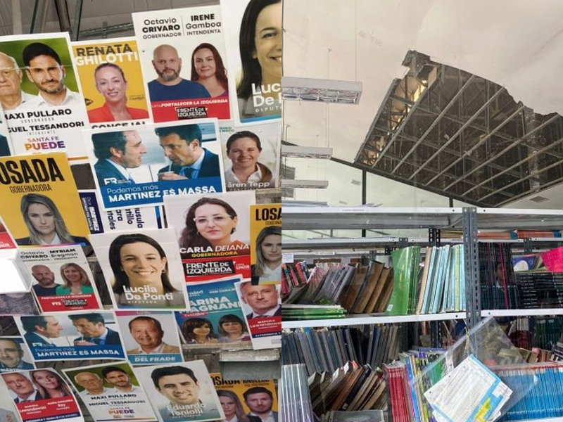 Escuela técnica Rodolfo Rivarola: armaron techo con cartelería política ...